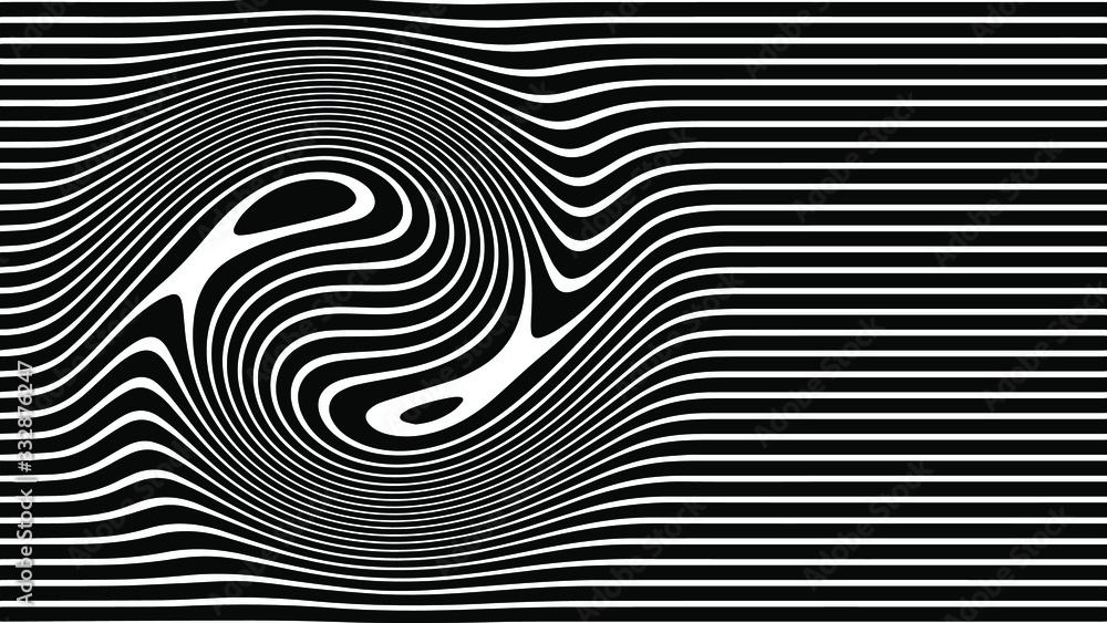Abstract rippled or black lines pattern with wavy vibrant facture on ...