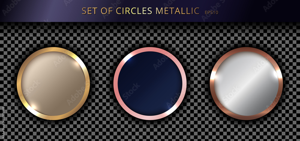 Set of metallic gold circles on transparent background Stock Vector ...