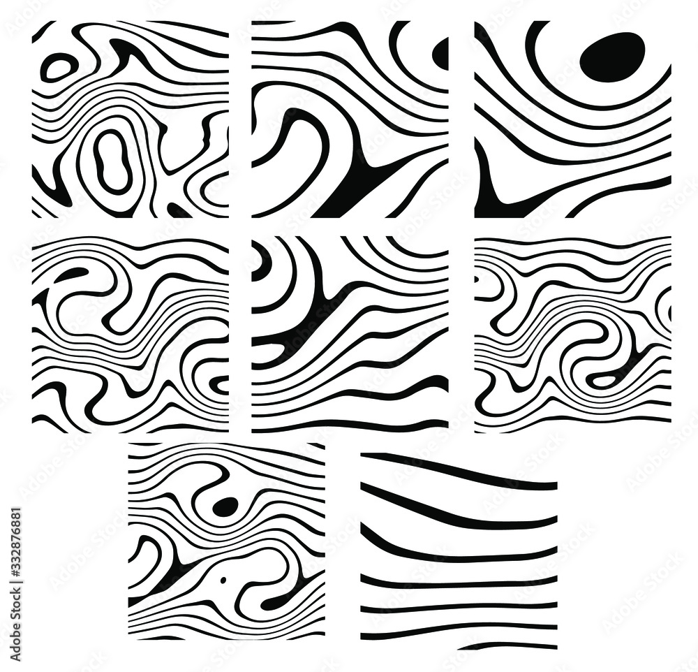 Abstract rippled or black lines pattern with wavy vibrant facture on ...