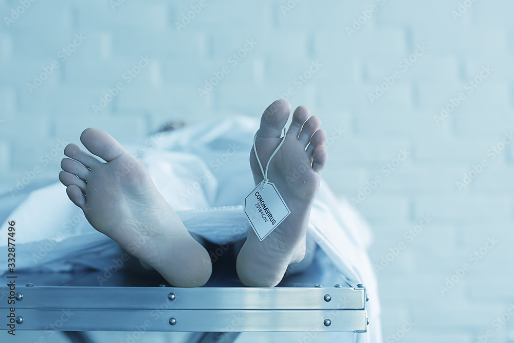 Foto de concept imitation morgue, coronavirus victim killed by 2019 ...