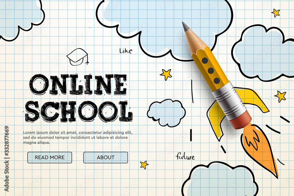 Online School. Digital internet tutorials and courses, online education ...