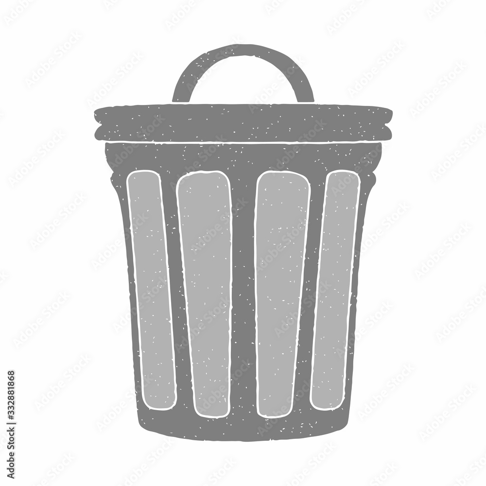 trash can vector design. digital hand drawn style. grain texture Stock ...