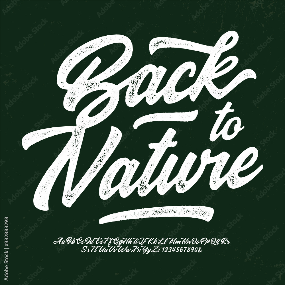 "Back to Nature". Original Brush Script Font. Retro Typeface. Vector ...