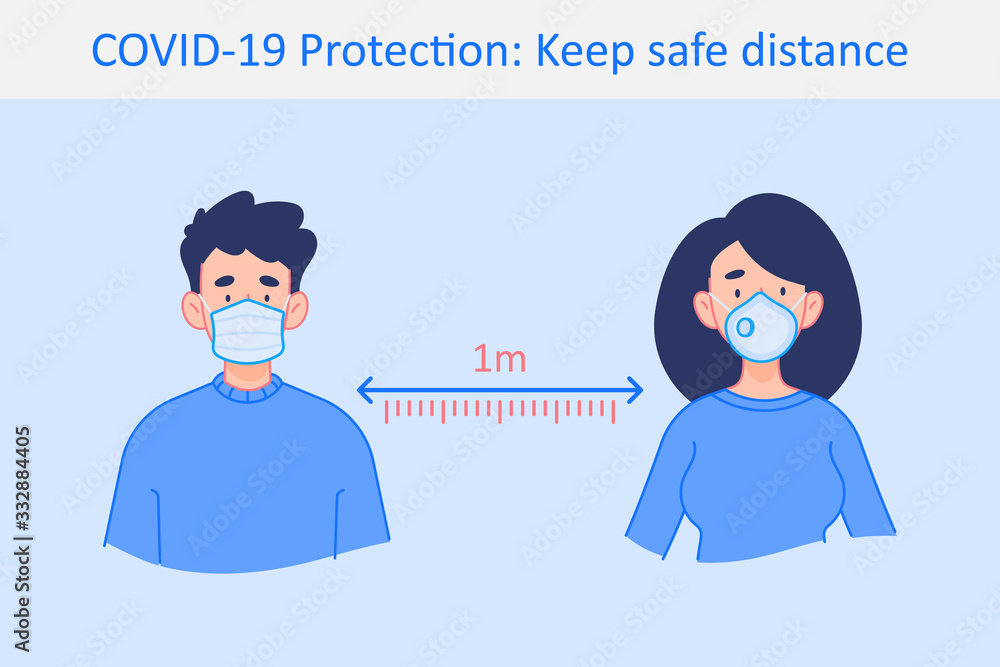 Coronavirus Covid-19 protection concept. Social distancing with people ...