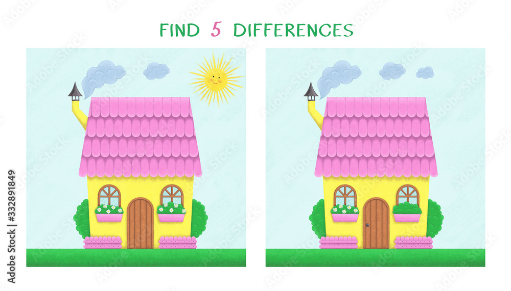 Find five differences. Simple educational game for kids. Digital ...