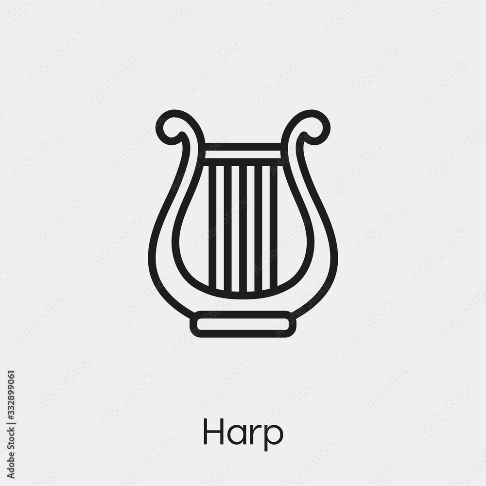 harp icon vector. Linear style sign for mobile concept and web design ...