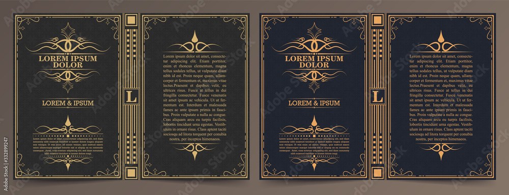 Vintage book layouts and design - covers and pages, classical rich ...