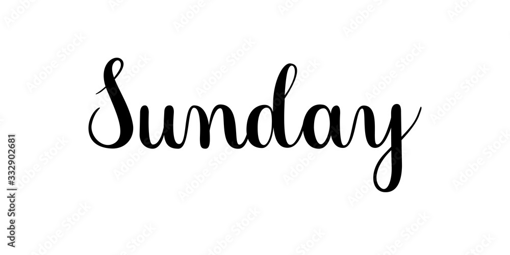 Handwritten Sunday. Vector text element isolated on white background ...
