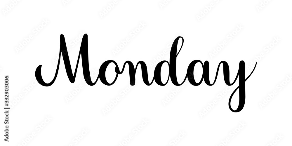 Handwritten Monday. Vector text element isolated on white background ...