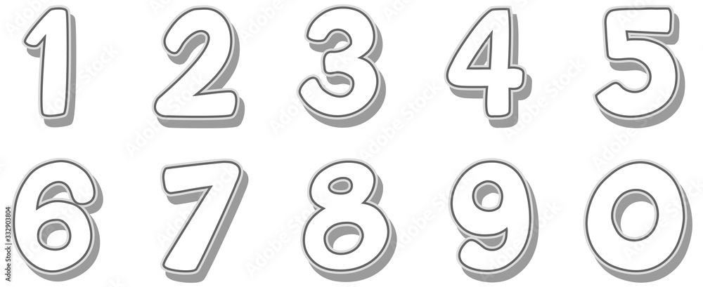 Font design for numbers one to zero on white background Stock Vector ...