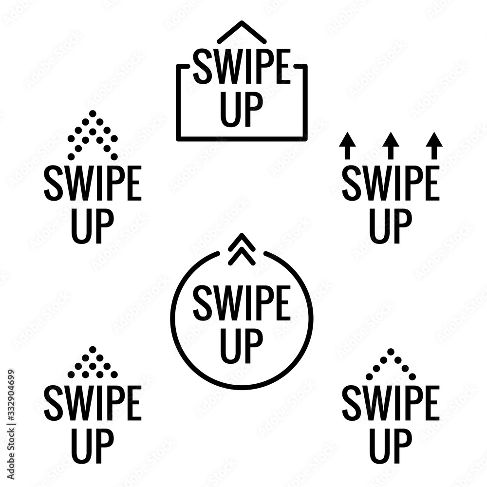 Swipe up icon set isolated on background for social media stories ...