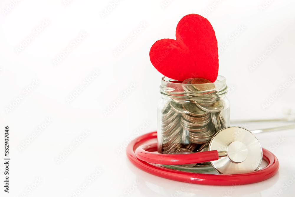 Health insurance and Medical Healthcare heart disease concept , red ...