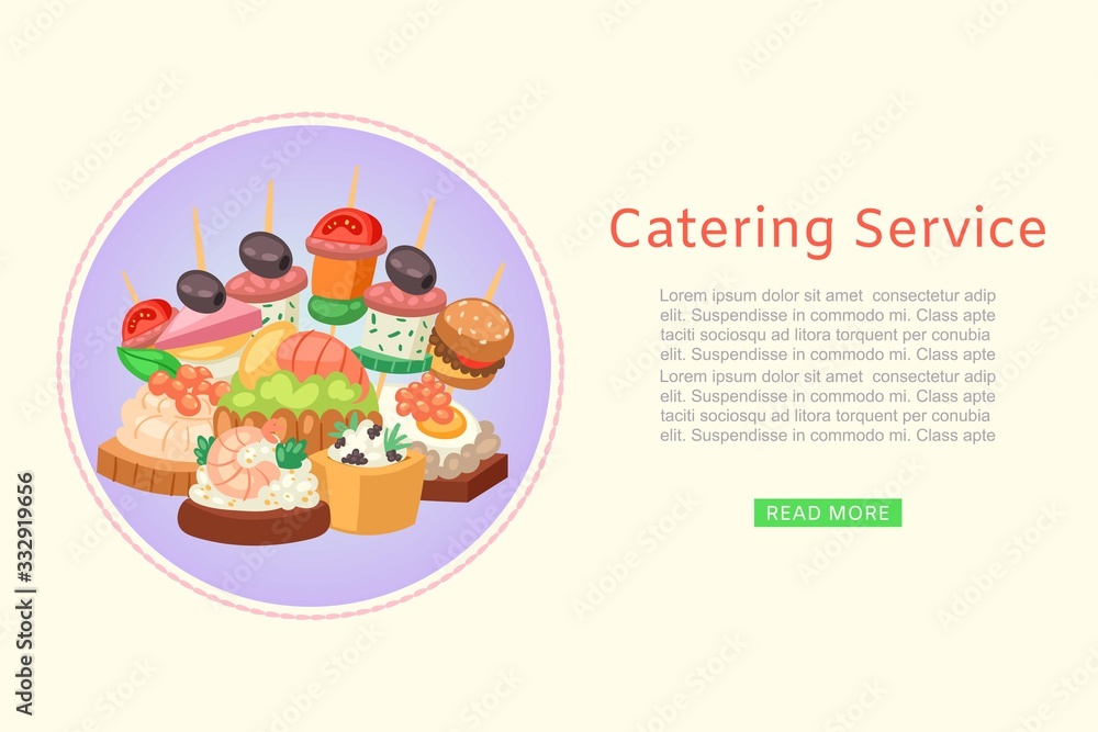 Catering service of restaurant food delivery for party with dishes from ...
