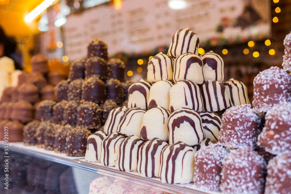 White Chocolate covered marshmallows. Beautiful big pile of delicious ...