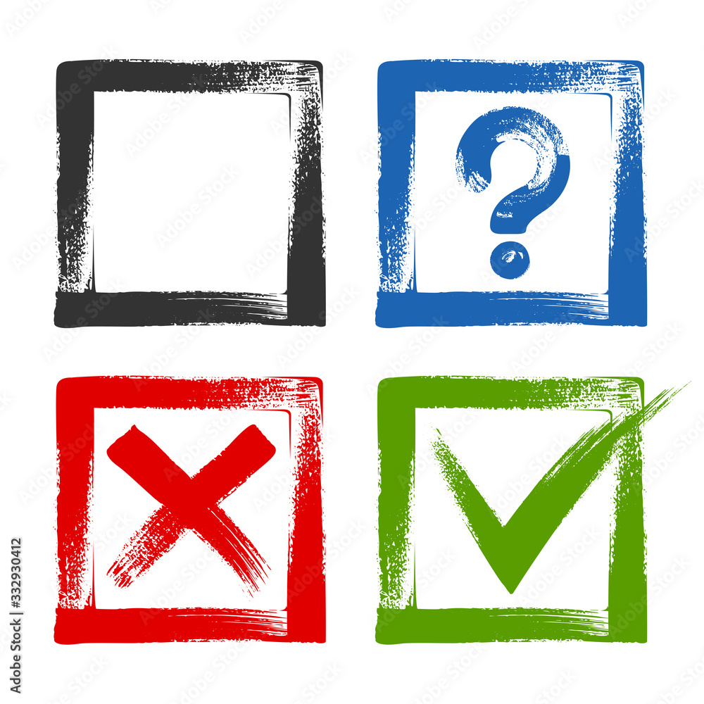 Design of check list marks, choice options, test, quiz or survey signs ...