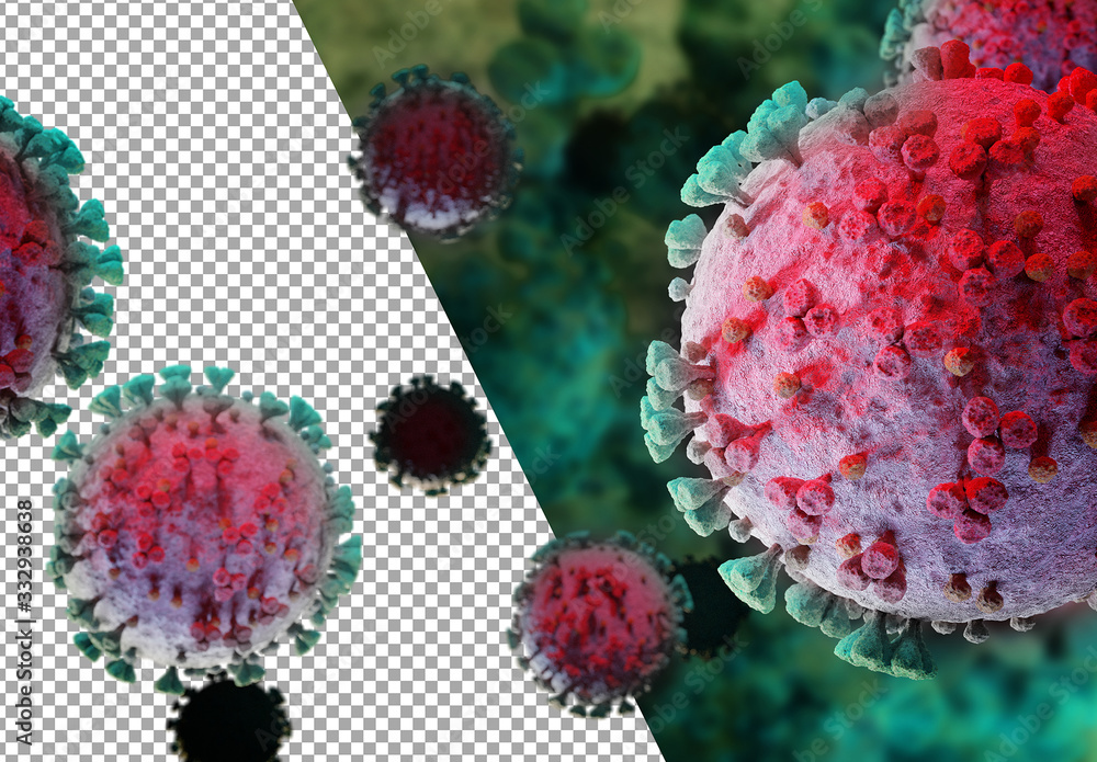 Microscopic View of Coronavirus Disease Mockup Stock Template | Adobe Stock