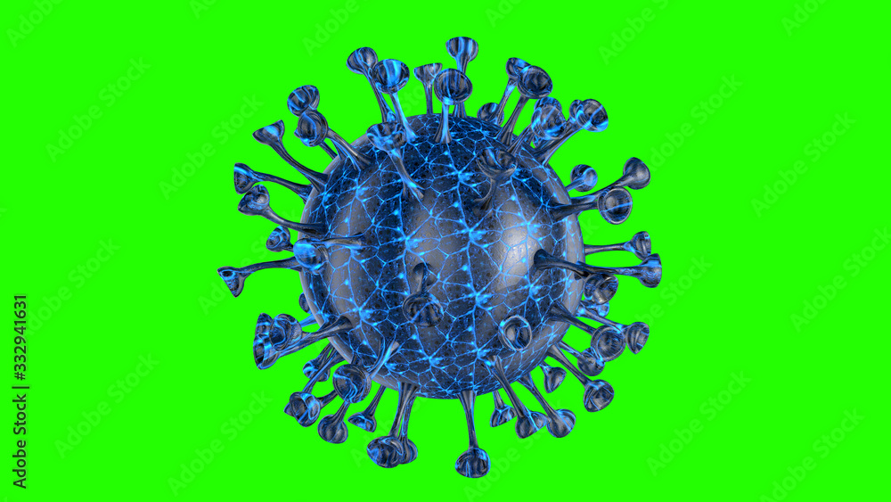 Corona COVID-19 Alert SOS on green screen. Pandemic bacteria pathogen ...