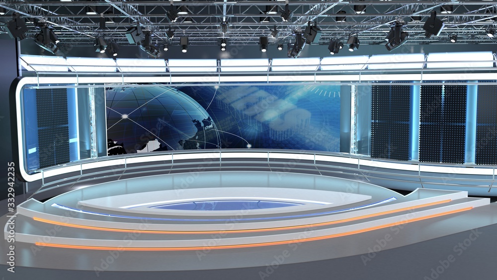Virtual TV Studio News Set 7. 3d Rendering. Virtual set studio for ...