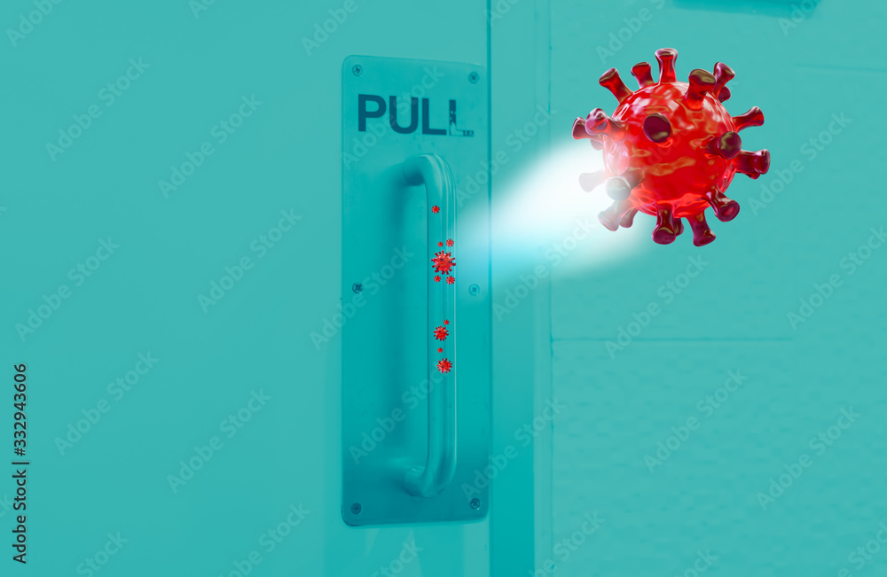 Bathroom sanitary dirty flush toilet button in public toilet with virus ...