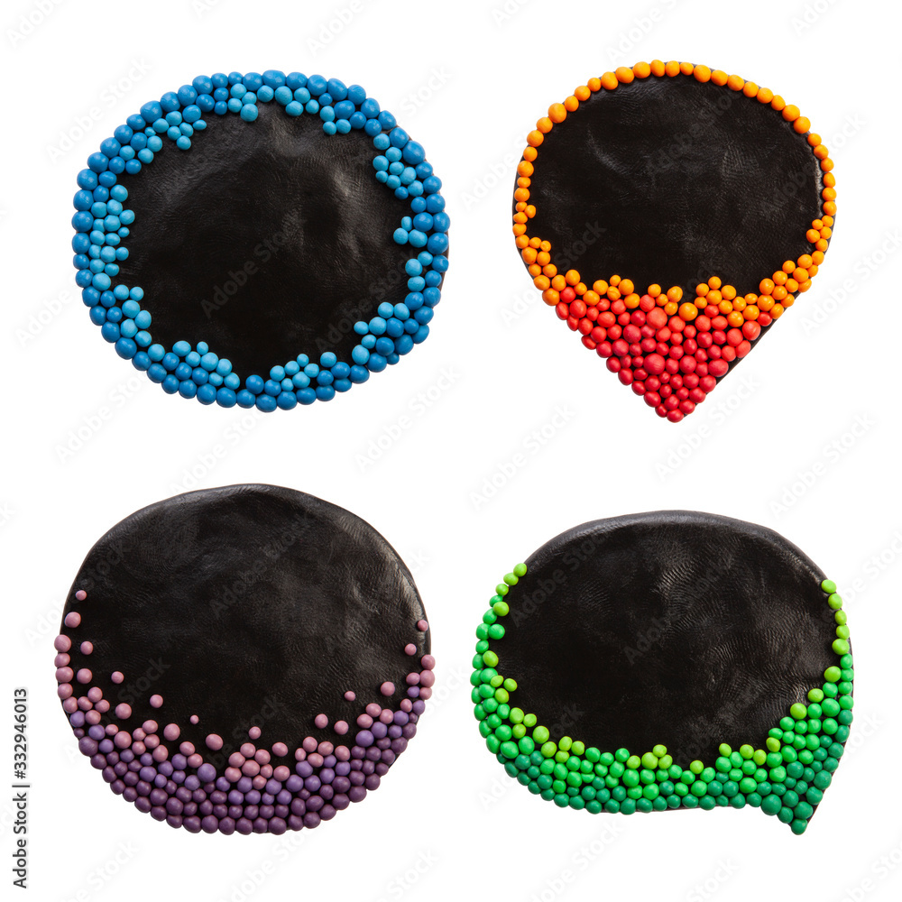 Clay putty, plasticine handmade shapes and badges templates. Geometry ...