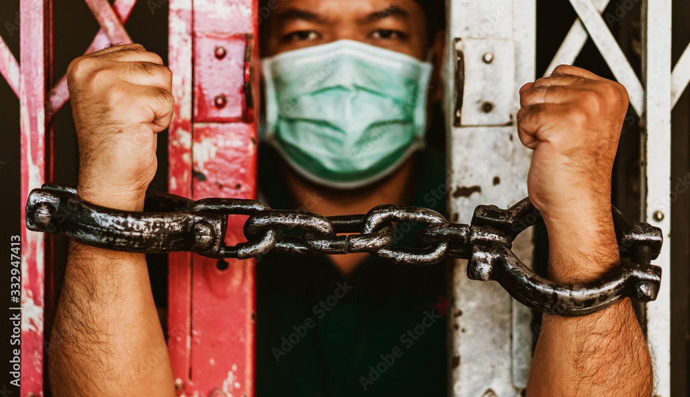 Stay at home or Quarantined man.Coronavirus covid-19 infected patient ...