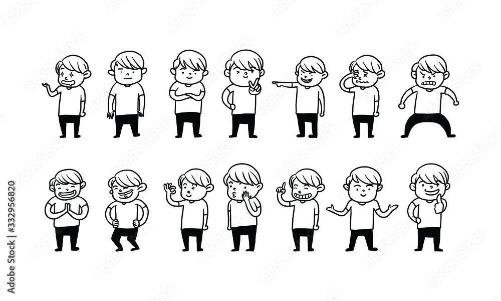 Set of different expression male character, vector illustration in ...
