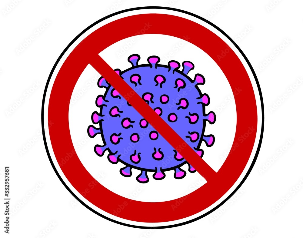 Cartoon Coronavirus verboten als Verbot Schild Stock Illustration ...