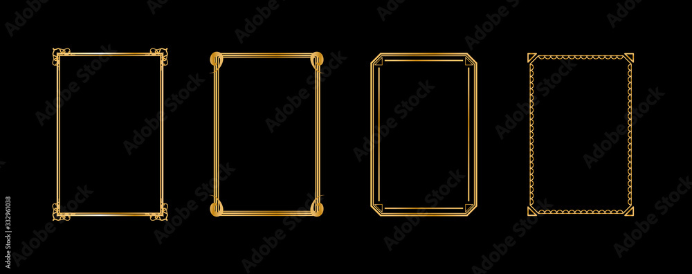 Set of golden vintage frames for your design with place for text. Gold ...
