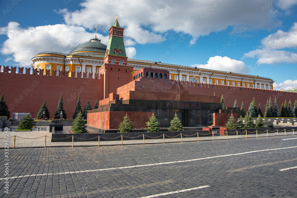 Lenin's Mausoleum, also known as Lenin's Tomb, situated in Red Square ...