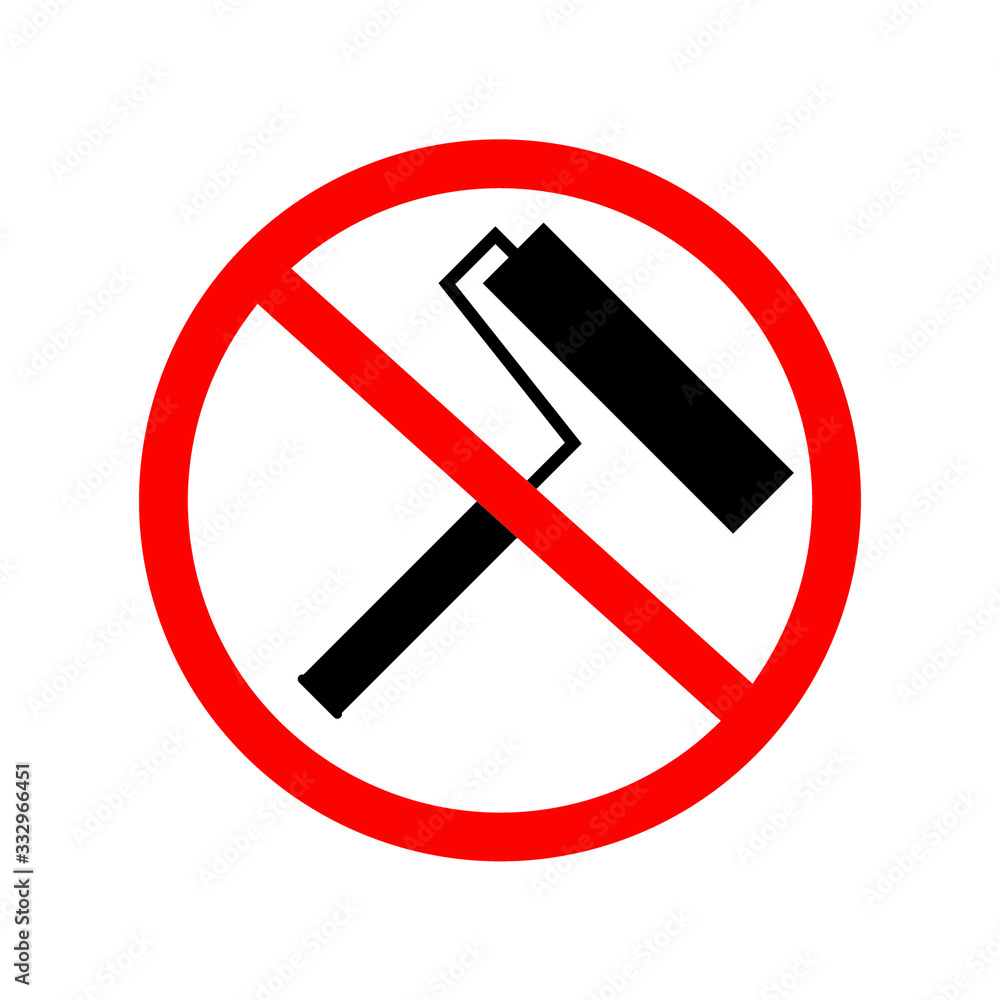 Black round no paint allowed red sign icon, simple industry infographic ...