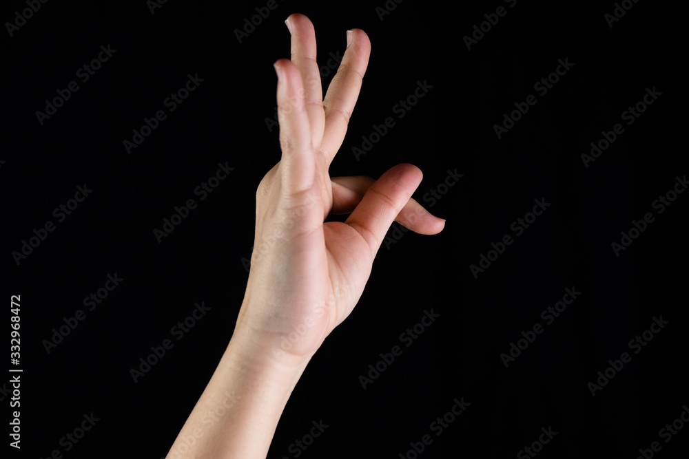 letra f en lengua de signos Stock Photo | Adobe Stock