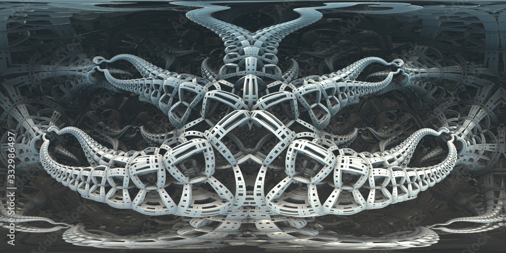 360 degree alien labyrinth, abstract maze background, equirectangular ...