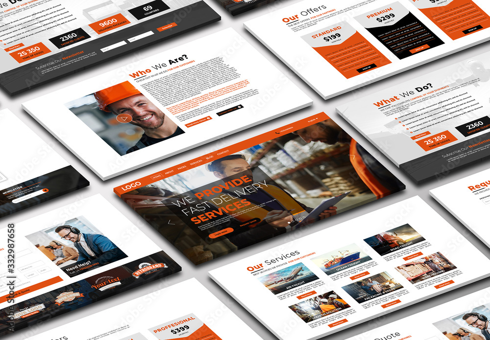 Array of Horizontal Screens Mockup Stock Template | Adobe Stock