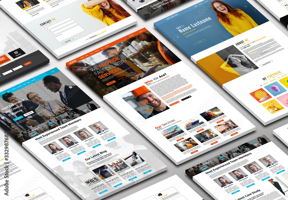 Array of Vertical Screens Mockup Stock Template | Adobe Stock