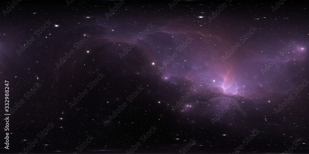 360 degree stellar system and glowing nebula. Panorama, environment 360 ...