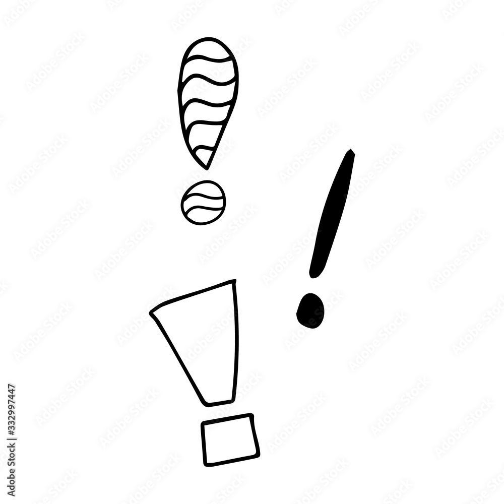 Vector Illustration Hand Drawn Question Mark And Exclamation Point