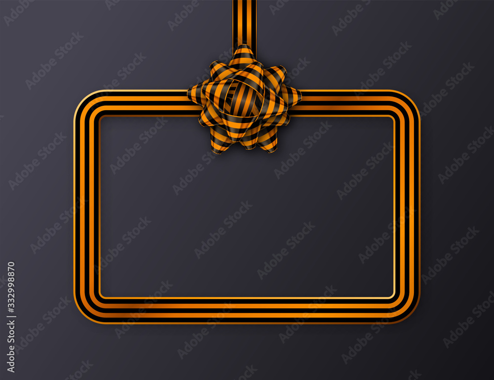 9 May - Victory day frame with a black and orange tied bow and copy ...