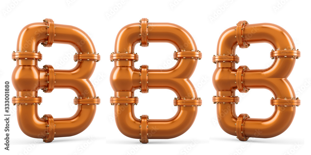 Letter B from copper pipes, 3D rendering Stock Illustration | Adobe Stock