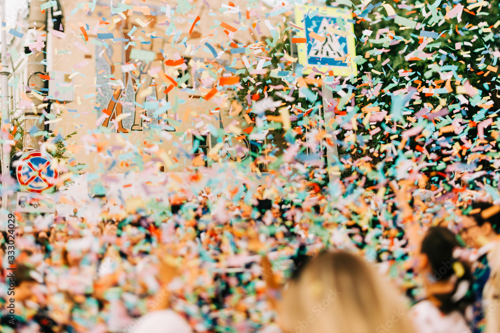 Confetti on the street Stock Photo | Adobe Stock