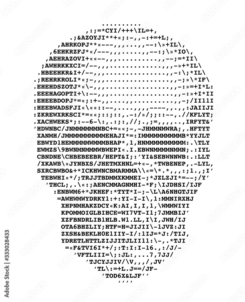 Vetor de Human skull, stylized ASCII art original version. Deadly Code ...