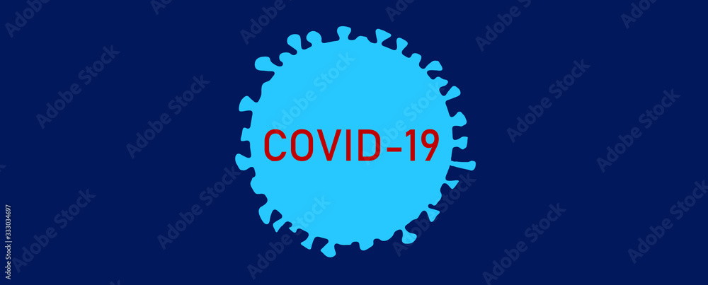 COVID-19 Coronavirus graphic design of corona virus drawing on blue ...
