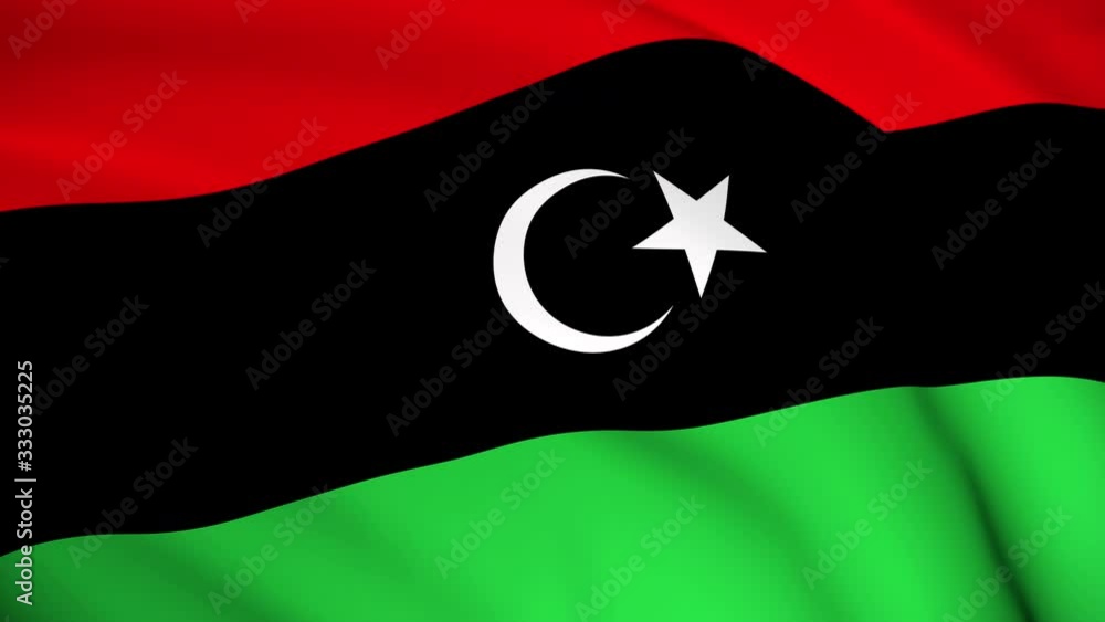 The national flag of Libya (State of Libya) - 4K seamless loop animation of the Libyan flag ...