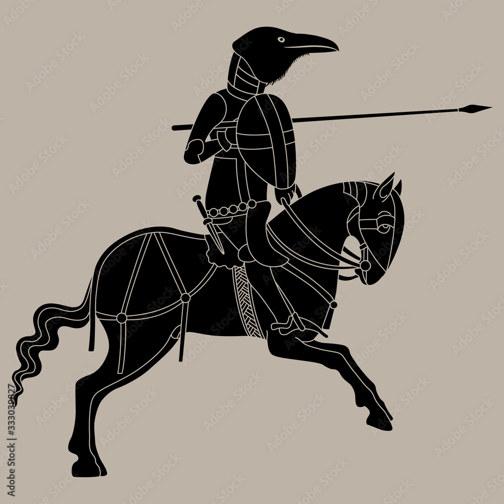 Isolated vector illustration. Fantastic character. Raven as warrior ...
