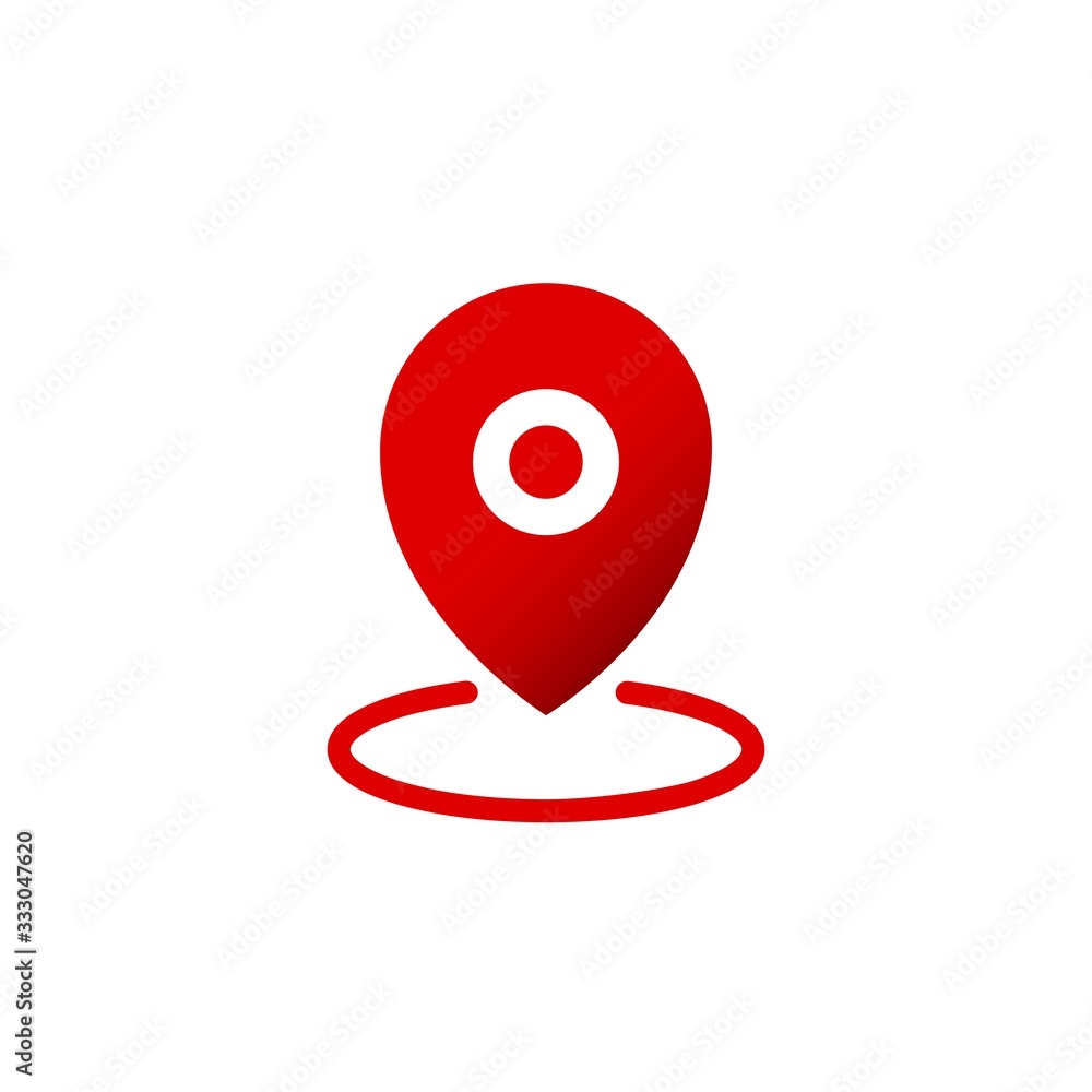 Geo pin, location icon in red or geolocation, gps, map pointer on isolated white background. EPS ...