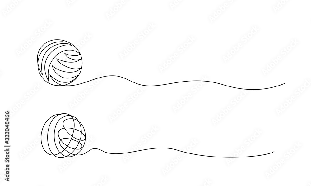 Clew ball of thread. Continuous one line drawing Stock Vector | Adobe Stock