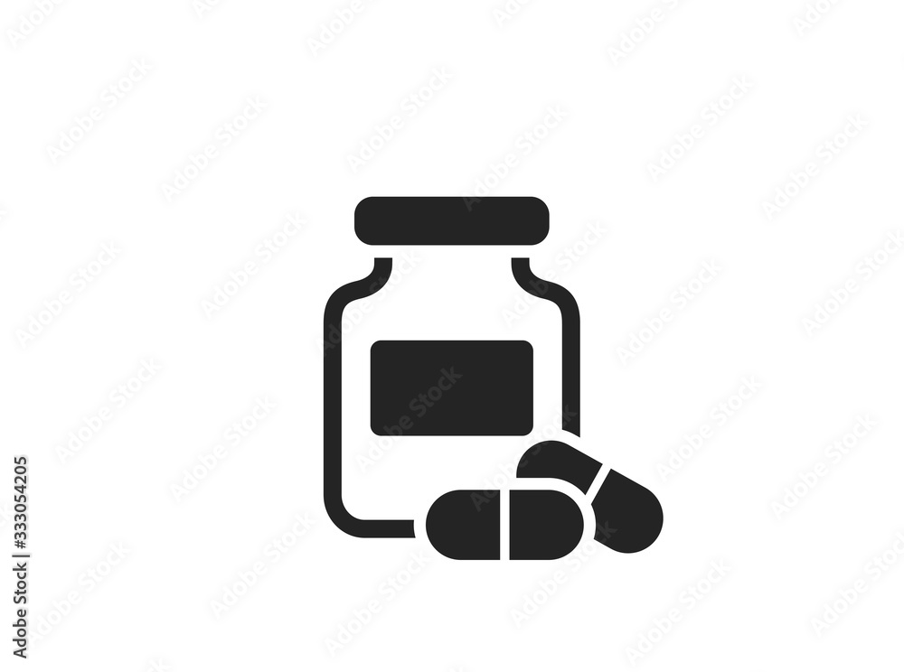 pill bottle icon. medical and pharmaceutical design element Stock ...