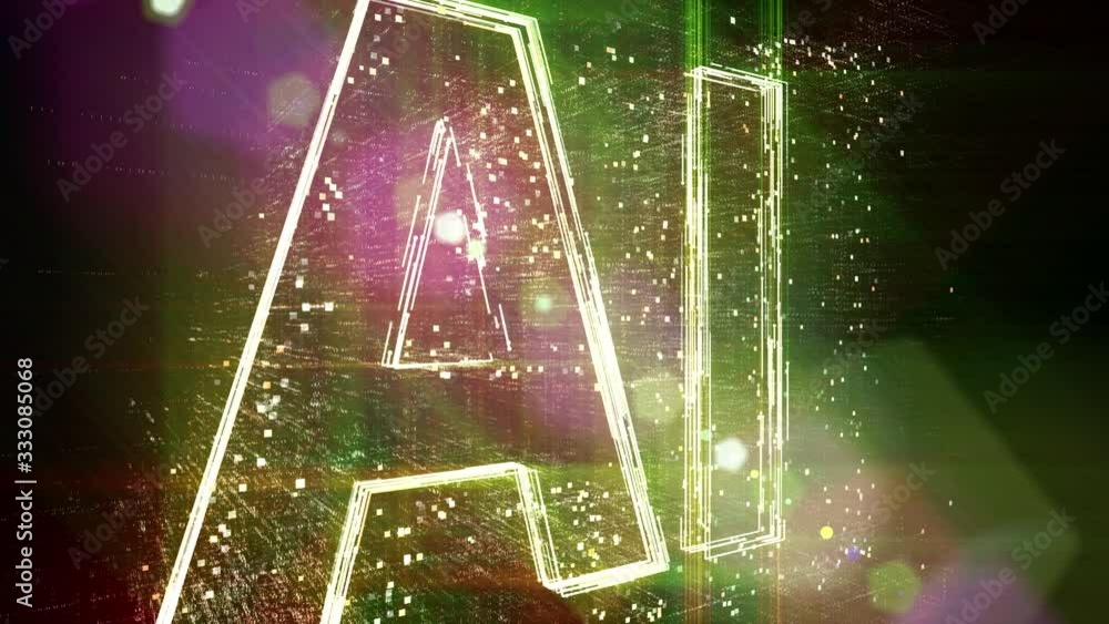 4k AI animated word artificial intelligence tag cloud,text design animation.The Matrix style ...
