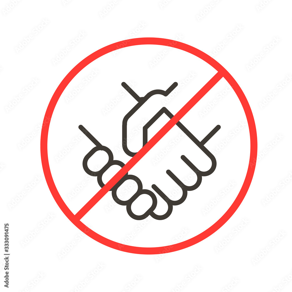 Avoiding physical contact. Vector thin line icon illustration with ...