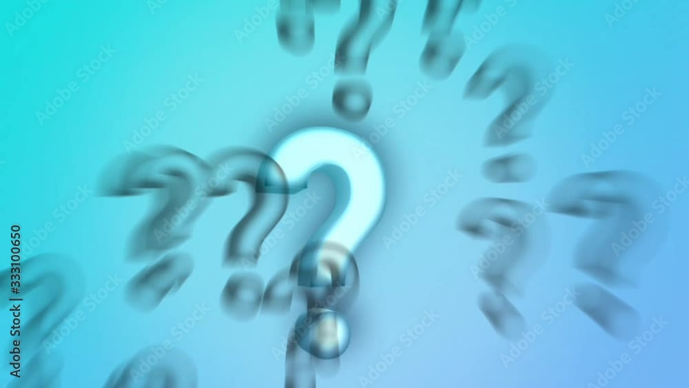 Blue question mark blinking with zoom blur effect, animation for focus ...