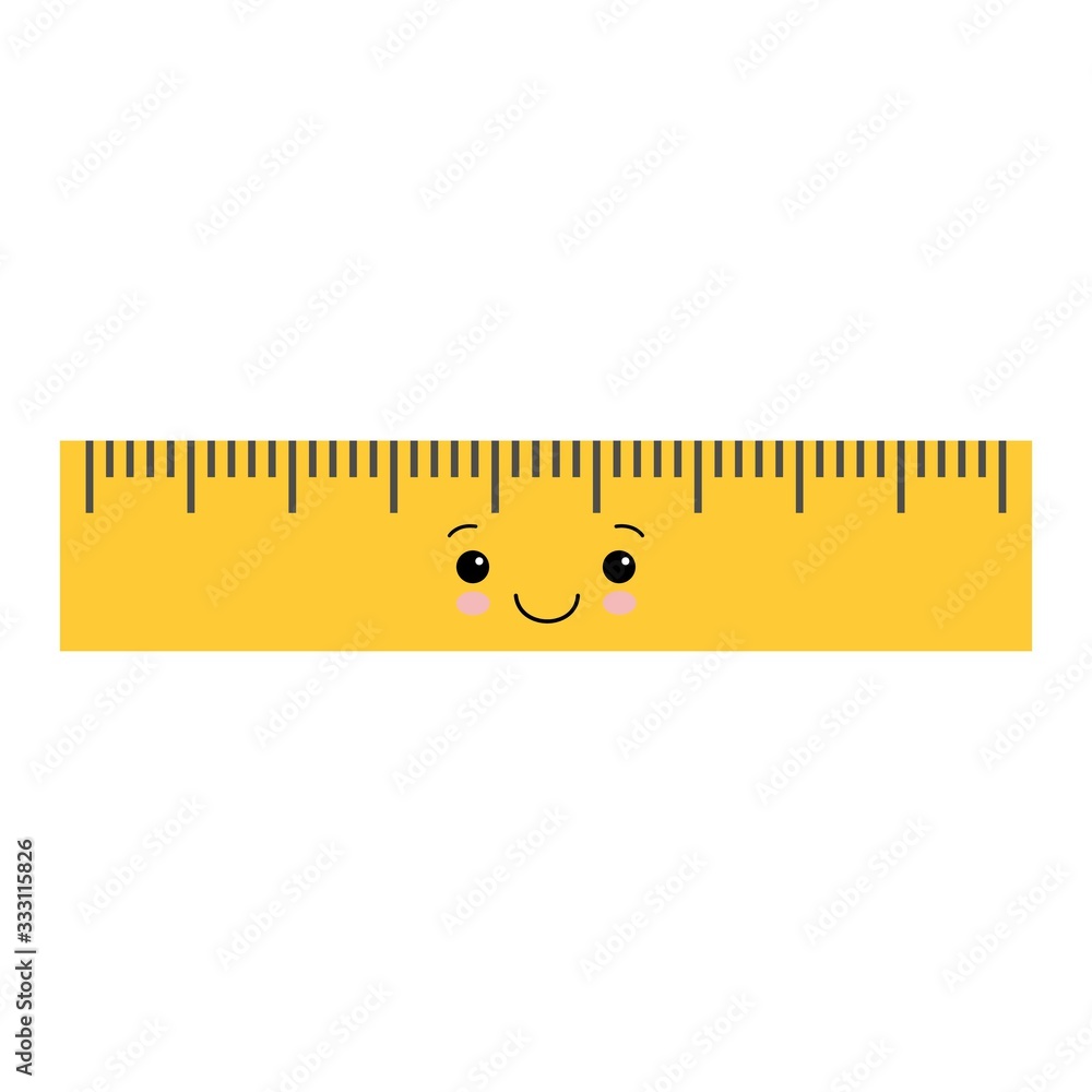 Cartoon cute school ruler isolated on white background for educational ...